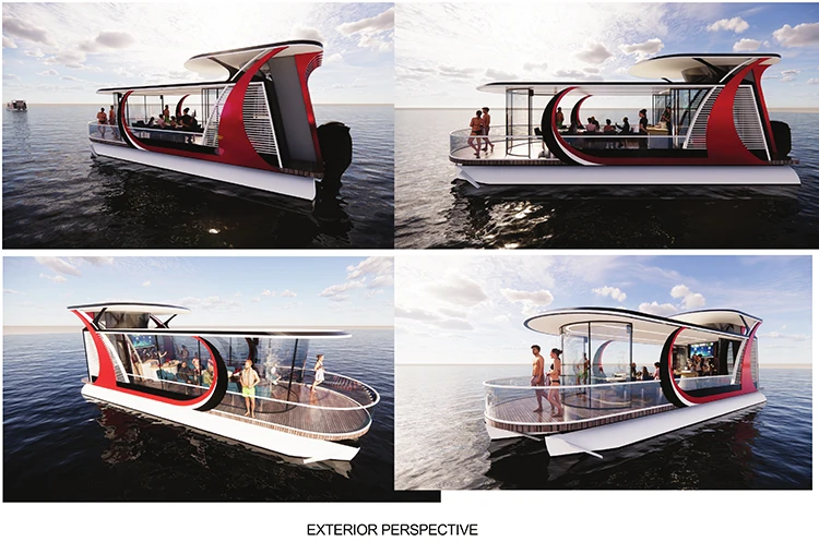 Floating Platform Prefabricated Houseboat with Walkaround