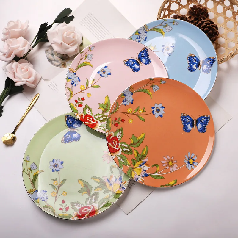 Custom Printed Logo Ceramic Flat Plates for Restaurants