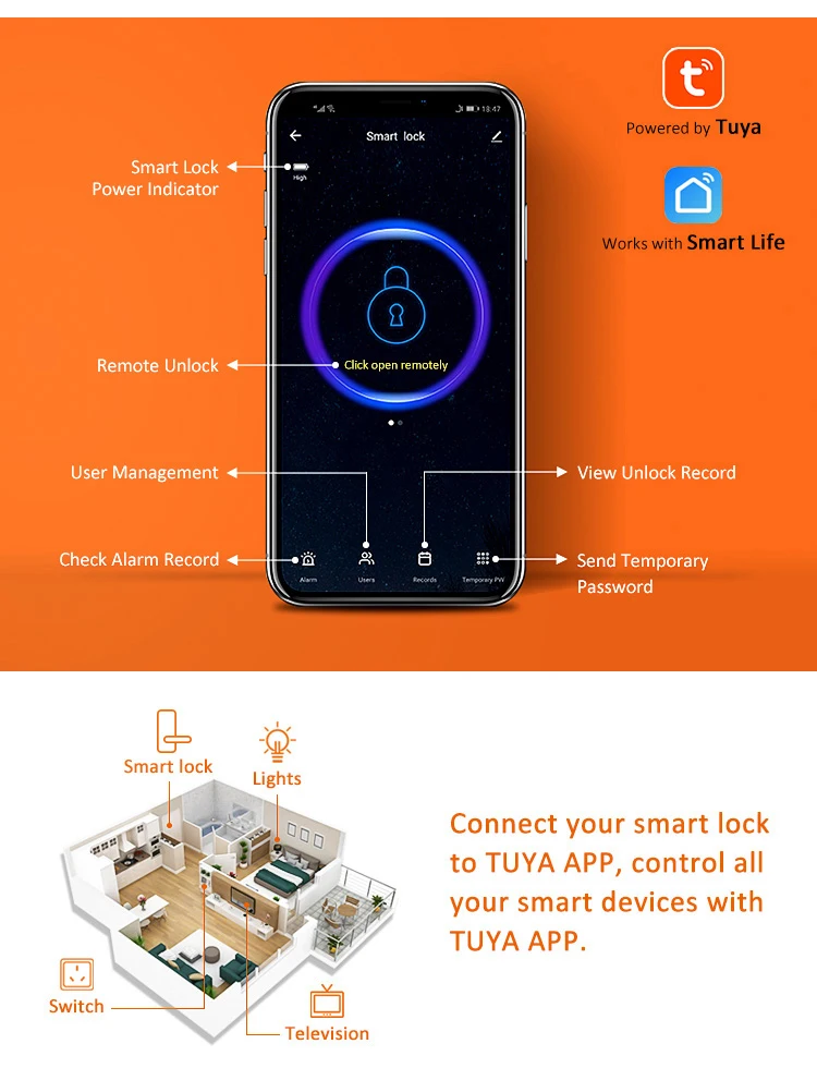 Wifi App Home Cerradura Inteligente Biometric Fingerprint Scanner Door ...