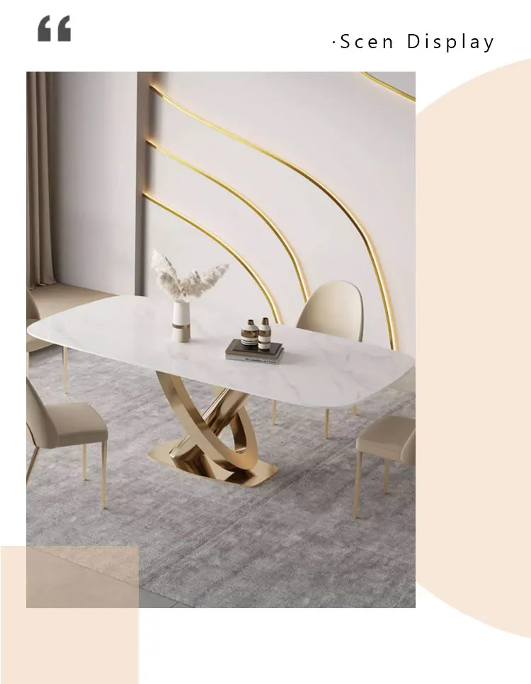 Luxury Rectangular Sintered Stone Dining Table Set 6 Seater