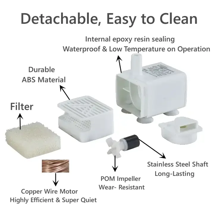 Small Fish Tank Submersible Pump Mini Pet Fountain Pumps Dc5v With Usb ...