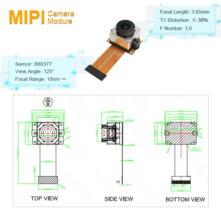 135 Degree Wide Angle Fisheye Camera - 12MP 4K IMX377