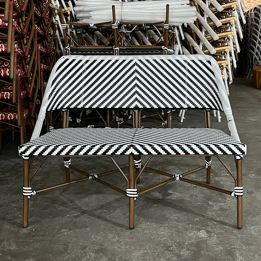 Outdoor Restaurant Furniture Stackable French Cafe Bistro Double Rattan ...