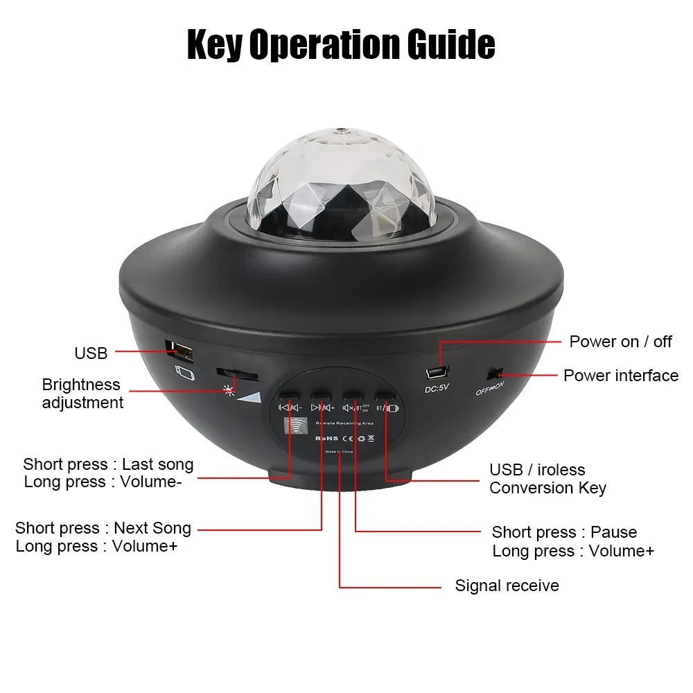 HOT SALE LED USB Music Player Romantic Projection Lamp Colorful Star ...