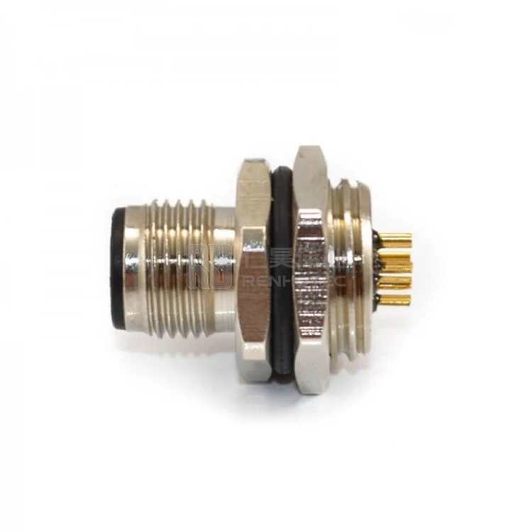 M12 Connector 5pin Male 5-pole A Coded Back Mount Straight Circular ...