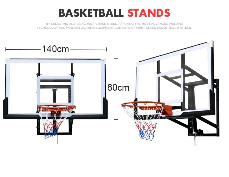 Outdoor Wall Mounted Mini Basketball Hoop 50*32inch Backboard With Hand ...