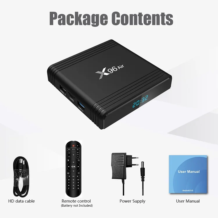 2023 4k X96 Air Amlogic S905x3 Android Tv Box 9.0 Built-in Bt4.2 Lcd ...