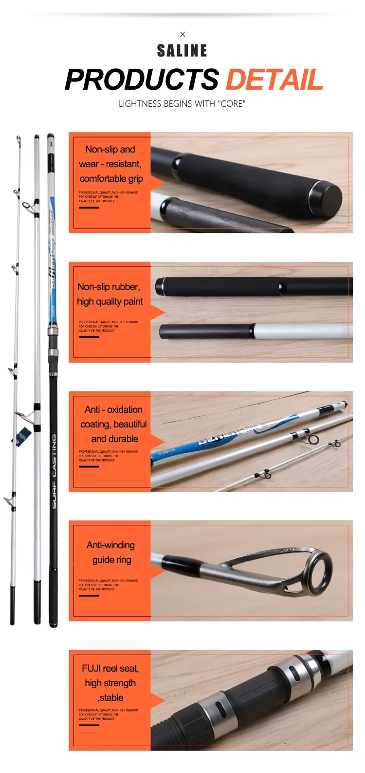 Fuji Guide Ring 4.2m/4.5m 3 Sections Carbon Fiber Casting Fishing Rod ...