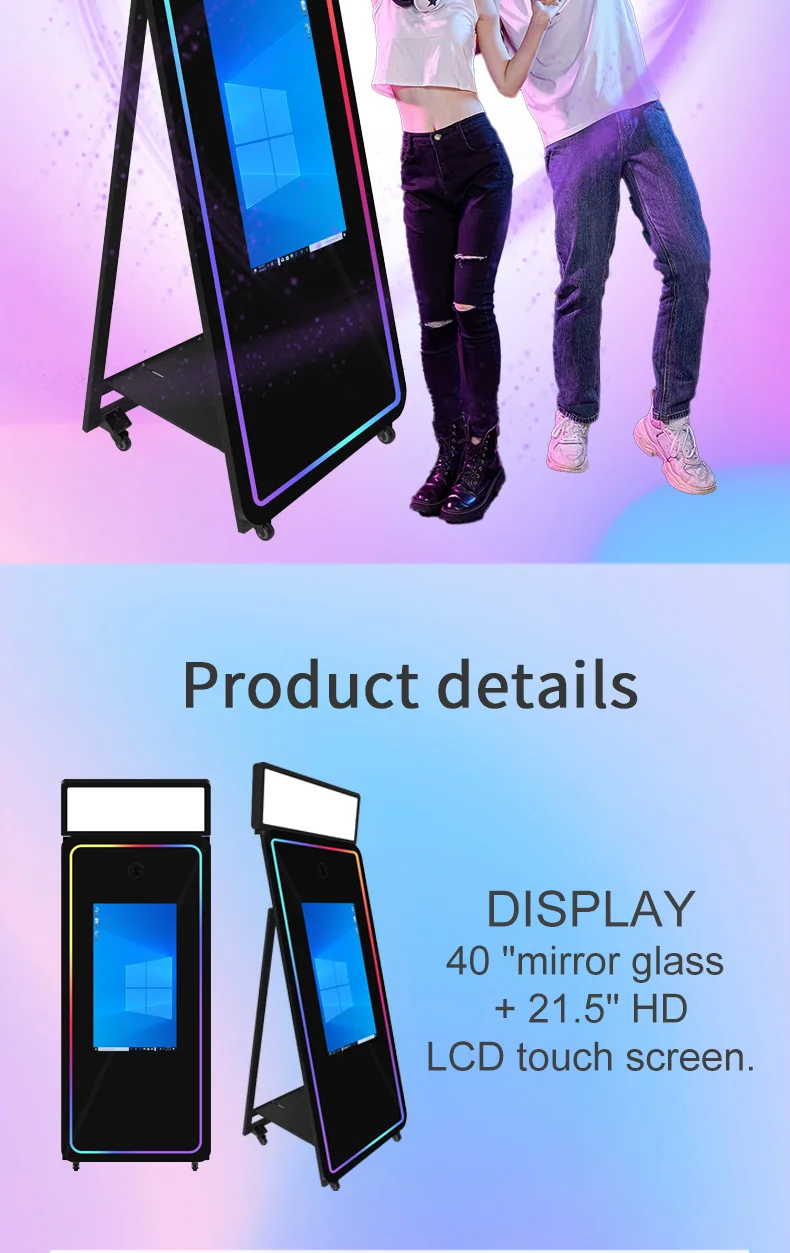 High Quality Mirror Magic Selfie Photo Booth Touch Screen 70 Inch Mirror Photo Booth With ...