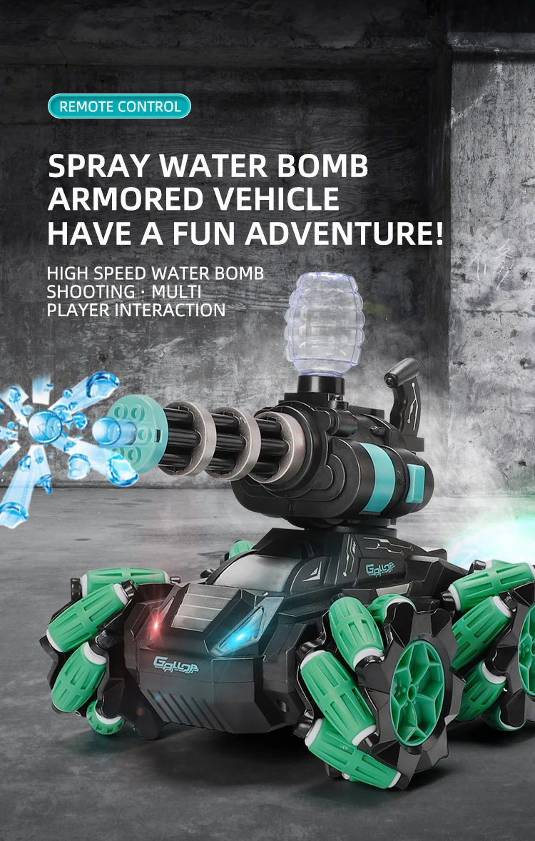 1/16 Kids Gel Ball Electric Tank 50m Control Music Auto Demonstration ...