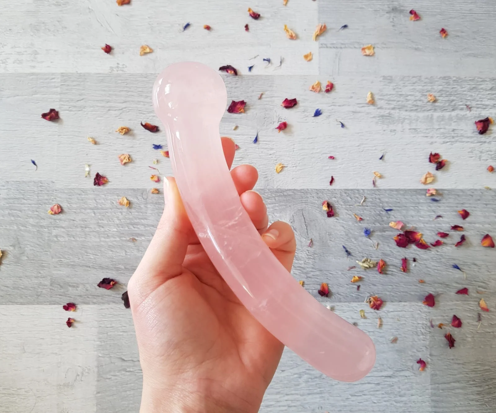High Quality Natural Rose Quartz Curved Ribbed Crystal Yoni Love Wand ...