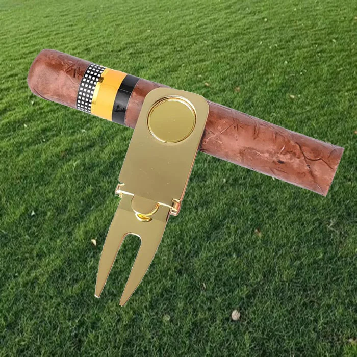 Custom Logo Gold Golf Divot Tool Golf Cigar Holder Cigar Golf - Buy ...