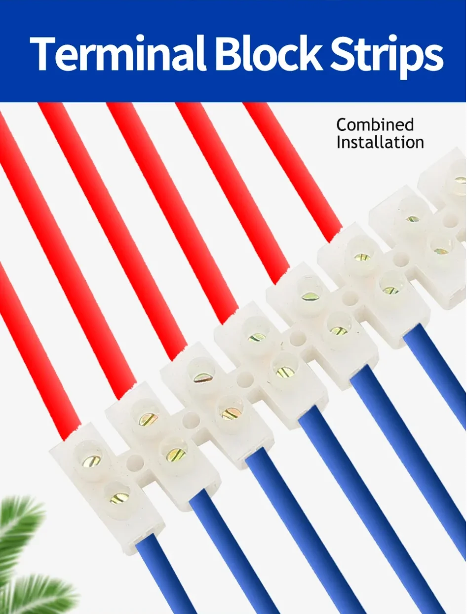 DIY Electrical Screw Terminal Block Dual Row Strip Fix Insulated ...