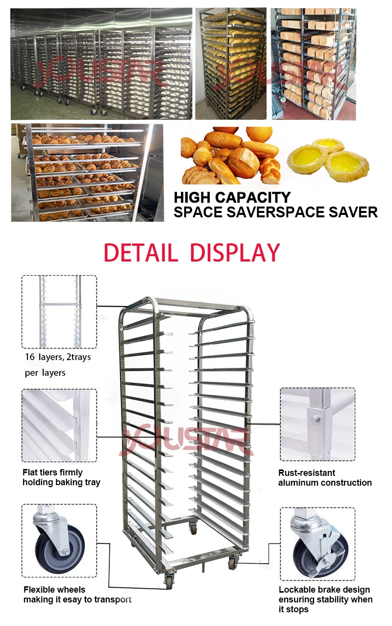 201 Stainless Steel Bread Trolley Cooling Rack for Baking Kitchen ...