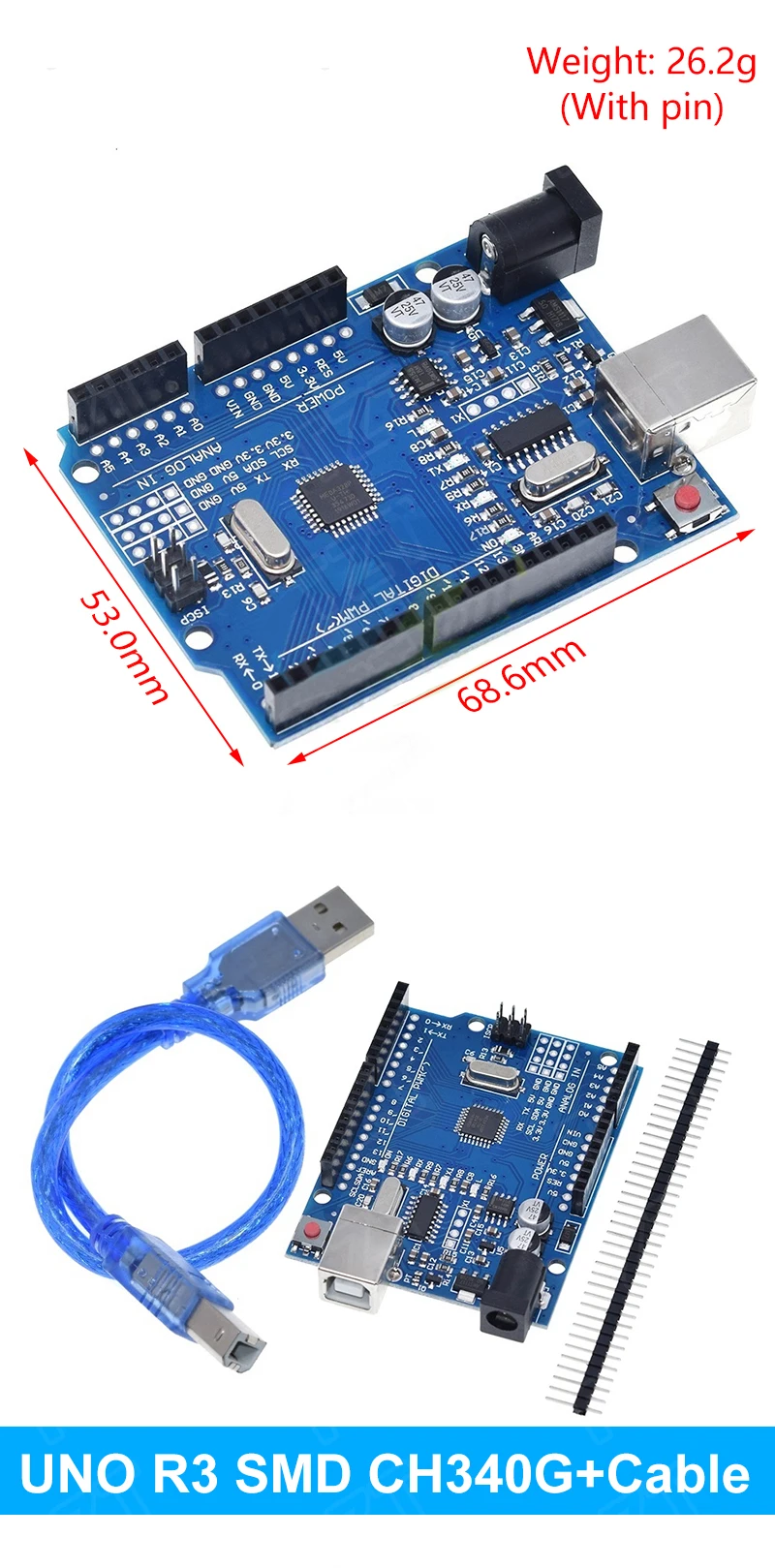 Uno R3 Official Box Atmega16u2 / Uno+wifi R3 Original Atmega328p Chip Ch340g For Arduino Uno R3 ...