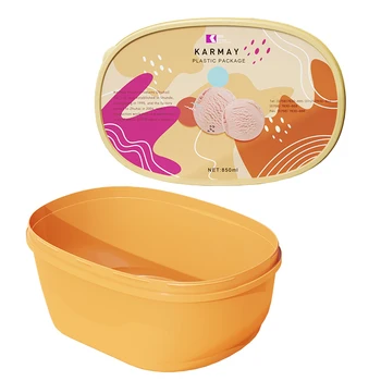 Gelato Box Packaging Design Temper Evident Family Pack 850ml Plastic ...