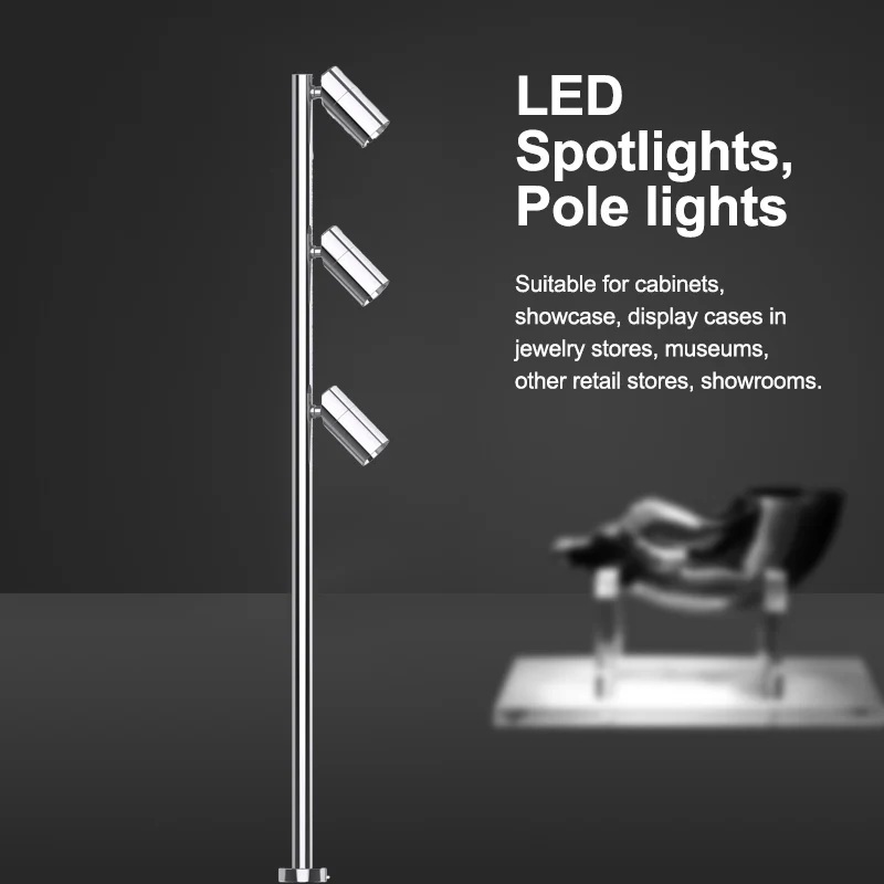 Rotating Led Jewelry Showcase Light Vertical Pole Light Led Standing ...