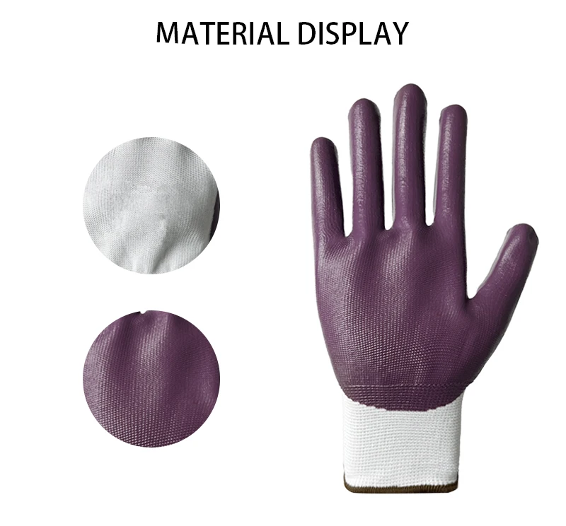 Approved Industrial Assembly Safety Work Nylon Nitrile Coat Gloves ...