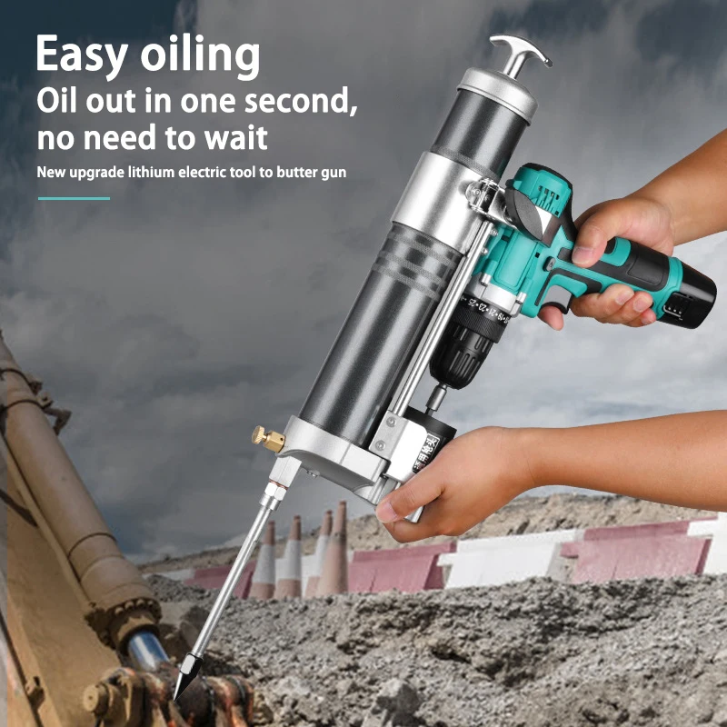 12000PSI Electric Grease Gun Drill Adapter Attachment Powered Grease ...