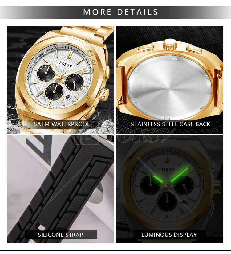 OEM Stainless Steel Waterproof Hand Wrist Mens Custom Chronograph Male ...