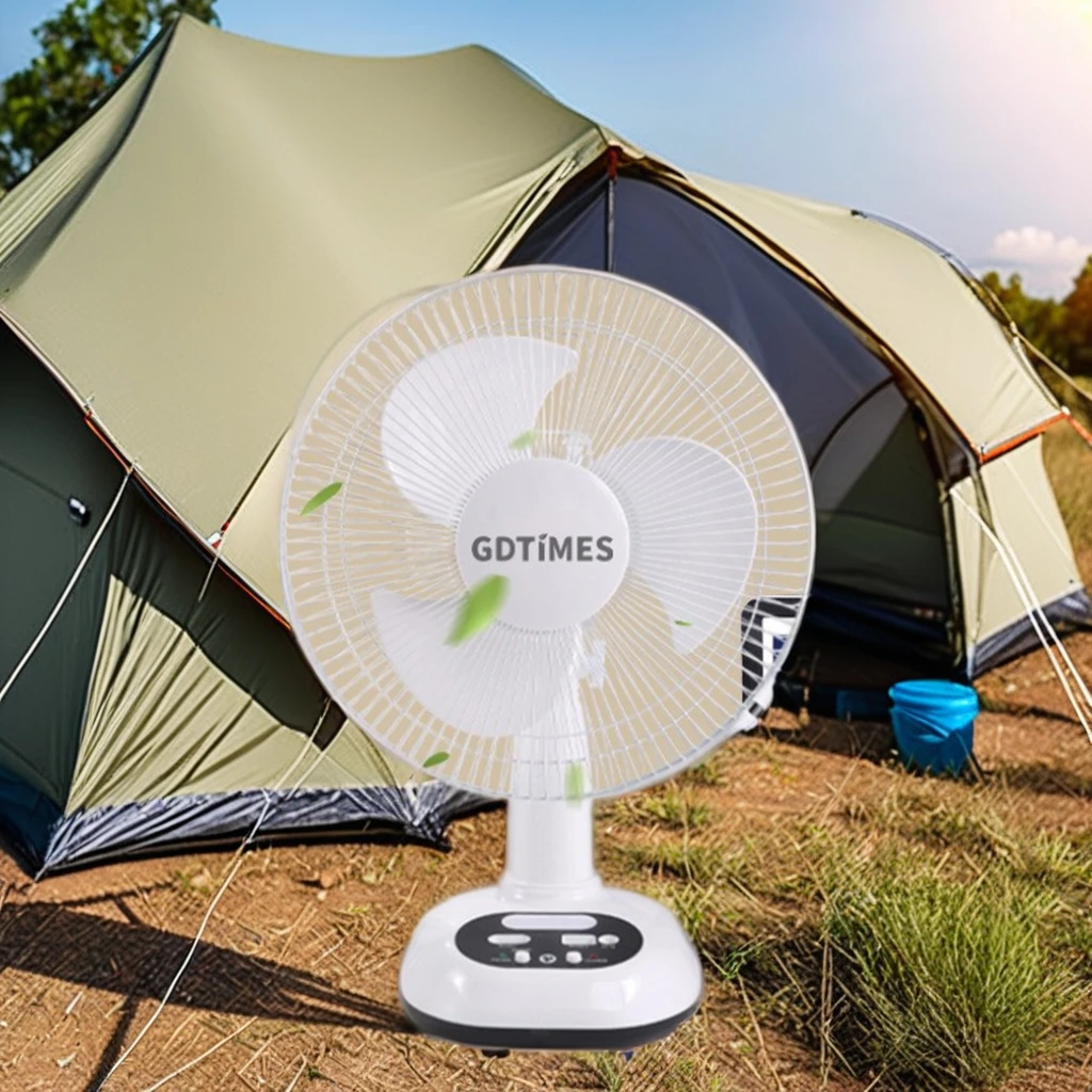 GDTIMES 12-Inch Solar Panel AC DC Desk Fan with LED Light and USB Port ...