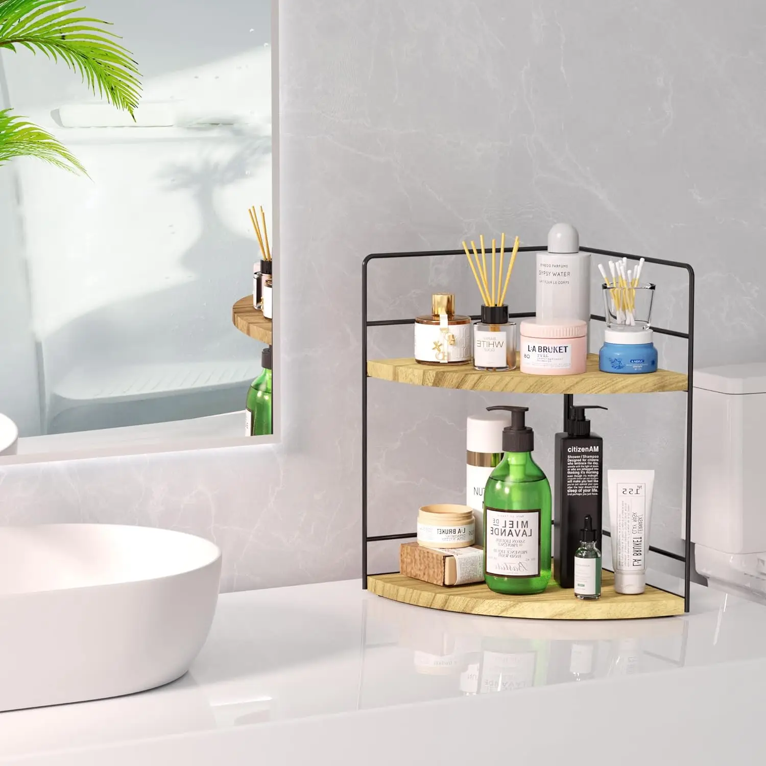 2-tier Bathroom Counter Organizer Corner Bathroom Organizer Countertop ...