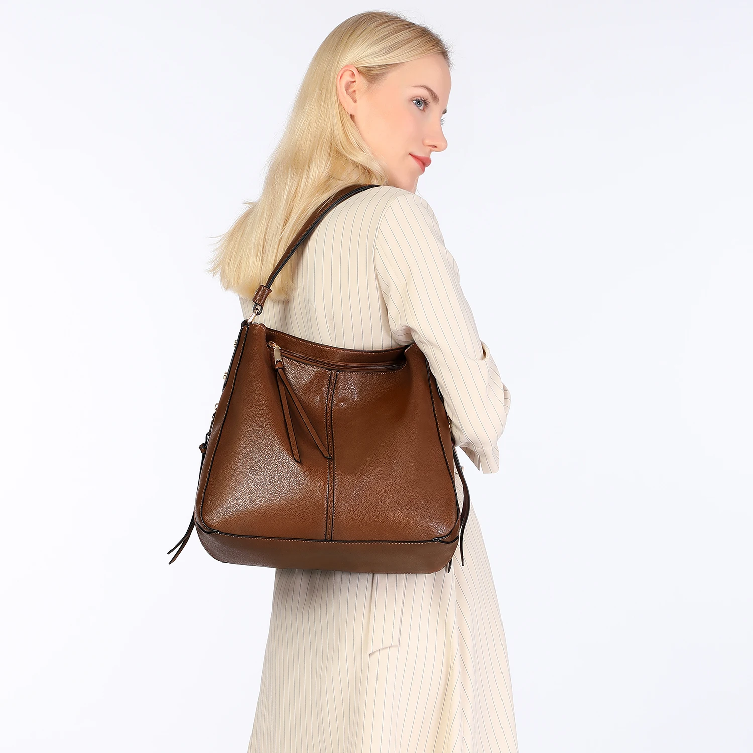 REALER Brand Vintage Leather Crossbody Handbags - 3 PCS Set