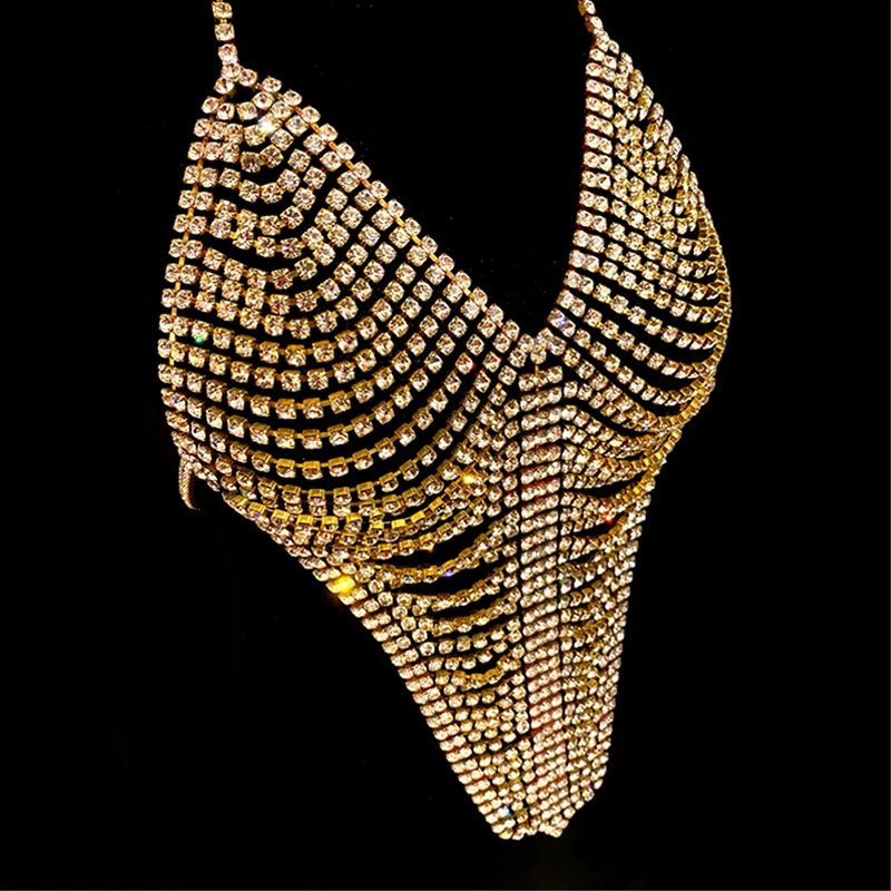 New Design Bra Body Chain Underwear Jewelry Luxury Transparent Shiny ...