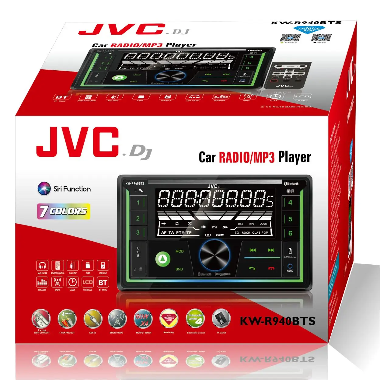 Jvc Dj Kw-r940bt 2 L Double Din Car Mp3 Bluetooth Player With External ...