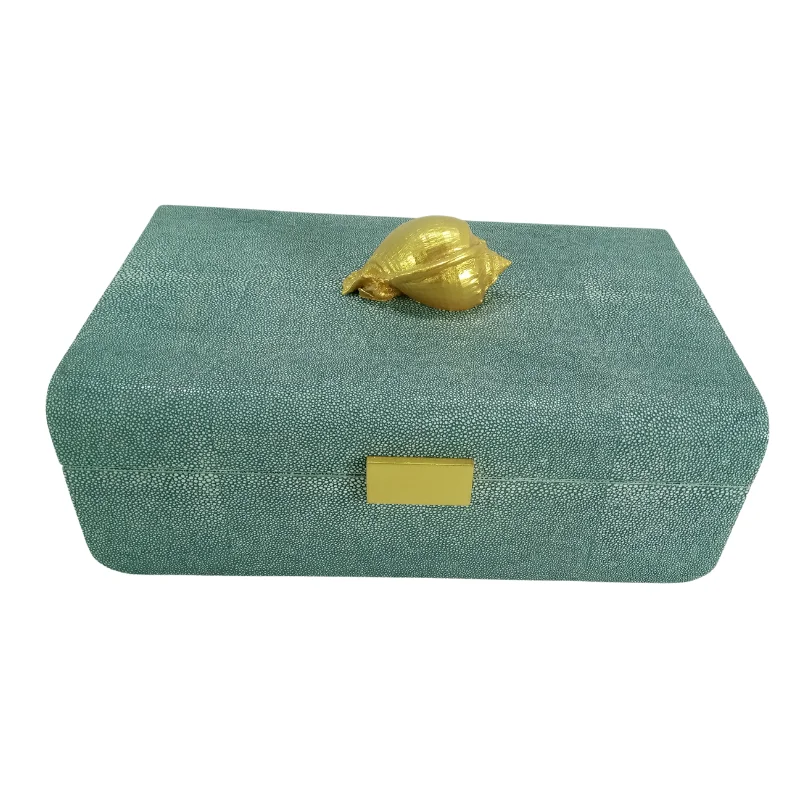 Customized Faux Shagreen Jewlery Boxes Brass Lock,With Shell Jewlery ...