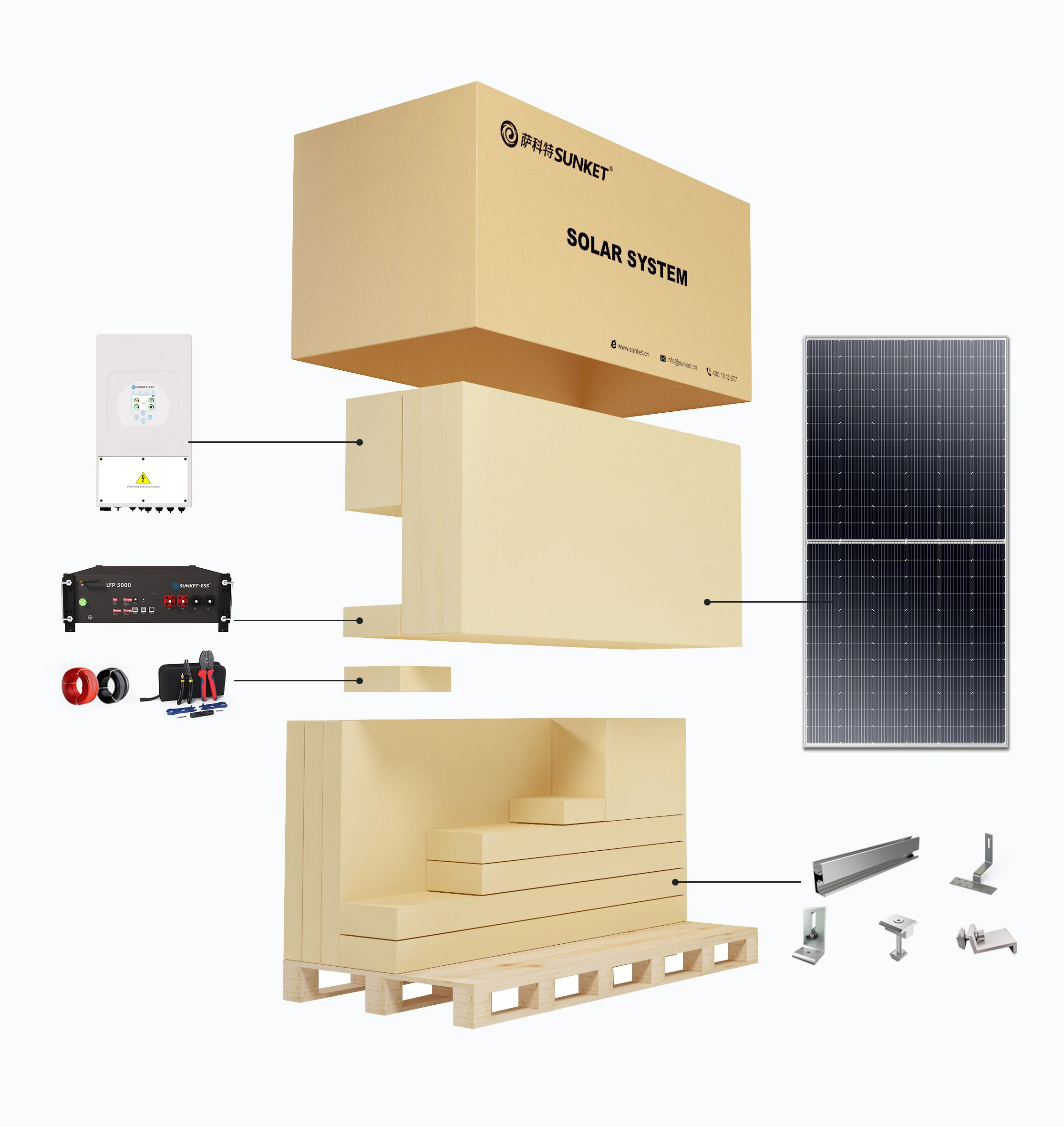 Sunket 3kw 5kw Mounting System3kw Off Grid Solar System 10000w Full ...