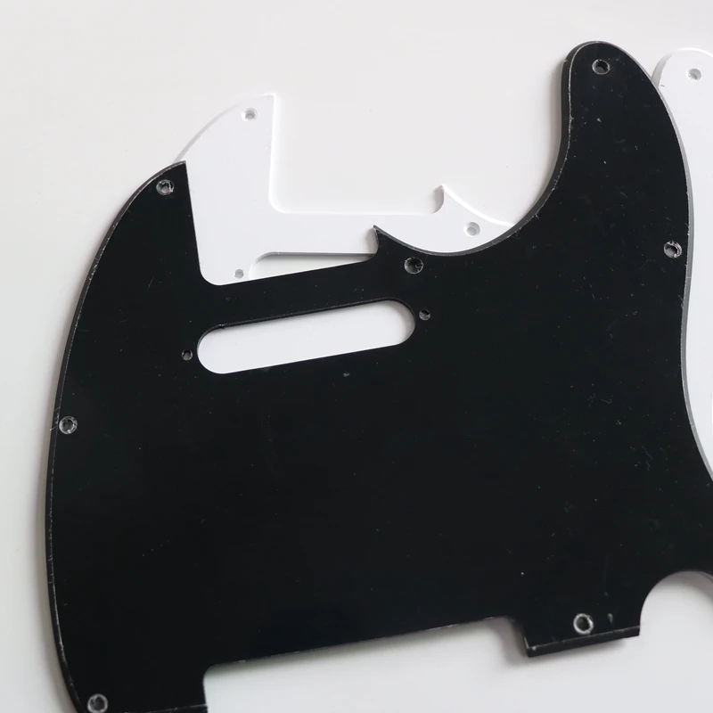 Custom 8 Holes Single Layer Black Color Tele Guitar Pickguards In White ...