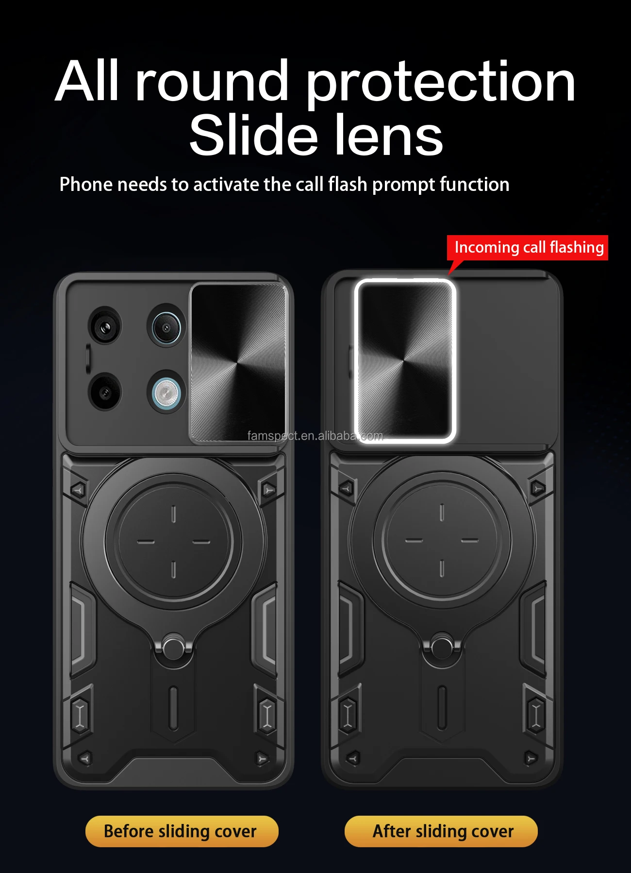 Cd Sliding Window Magnetic Bracket Stand Tpu Pc Phone Case For Infinix ...