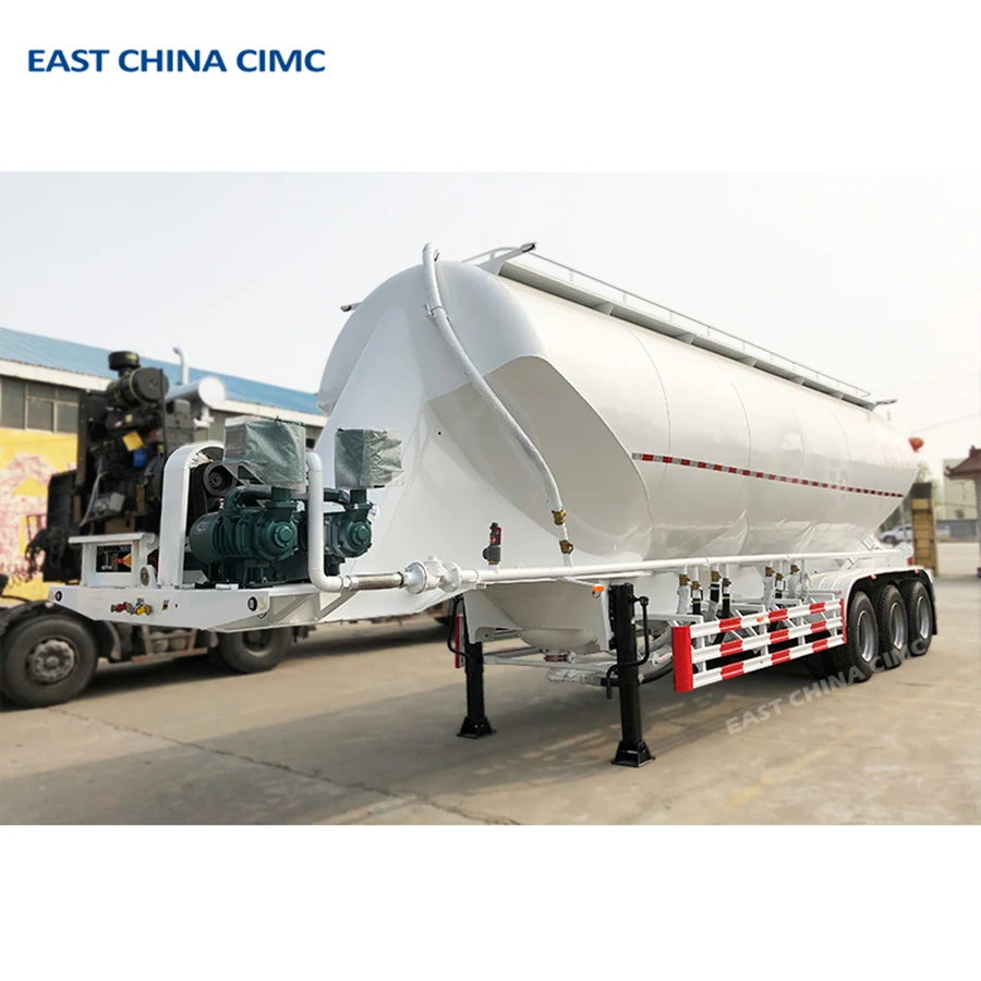 Powder Flour Tank Bulk Cement Tanker Semi Trailers With Engine System ...
