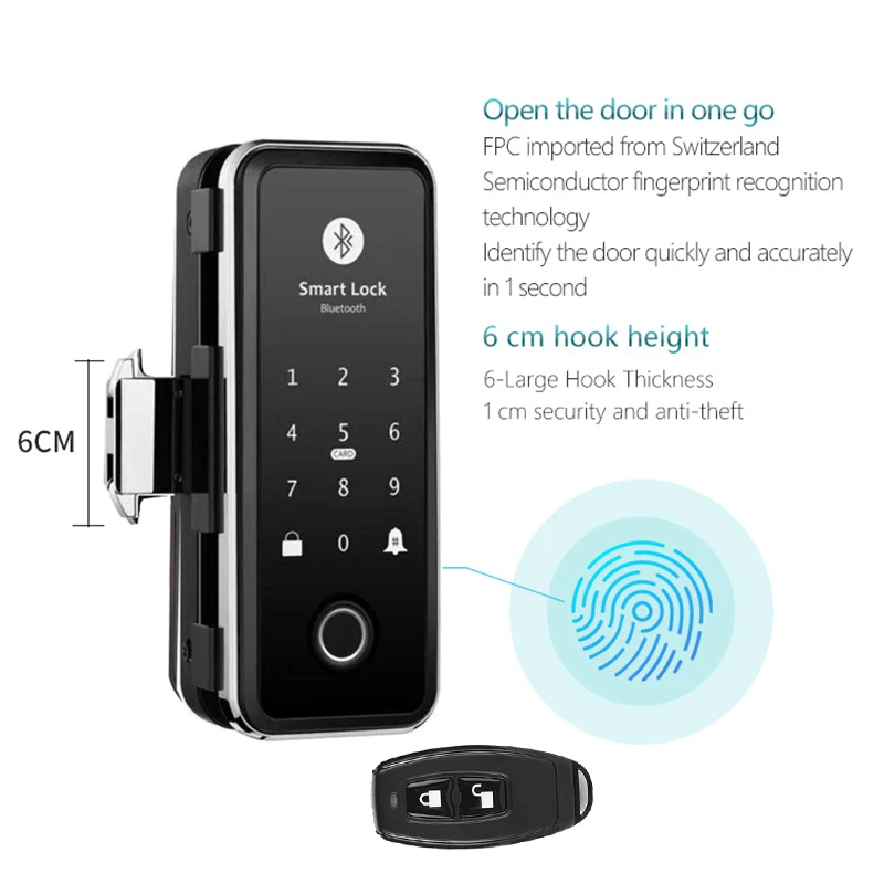Senleean Smart Glass Door Biometric Fingerprint Lock Ic Card Code ...