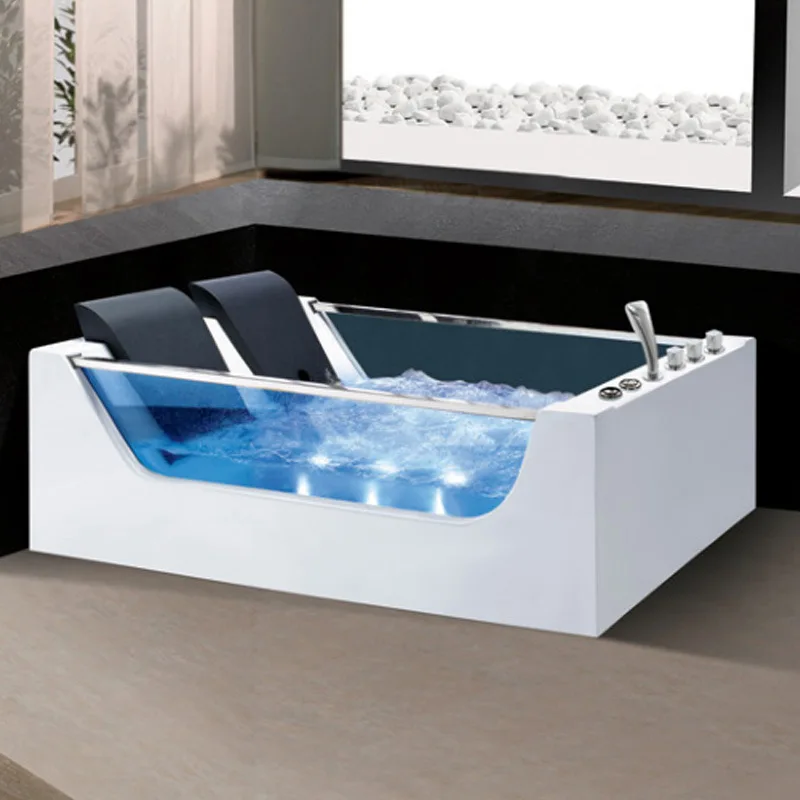 White Acrylic Freestanding Modern Hotel Double Whirlpool Massage Bath ...