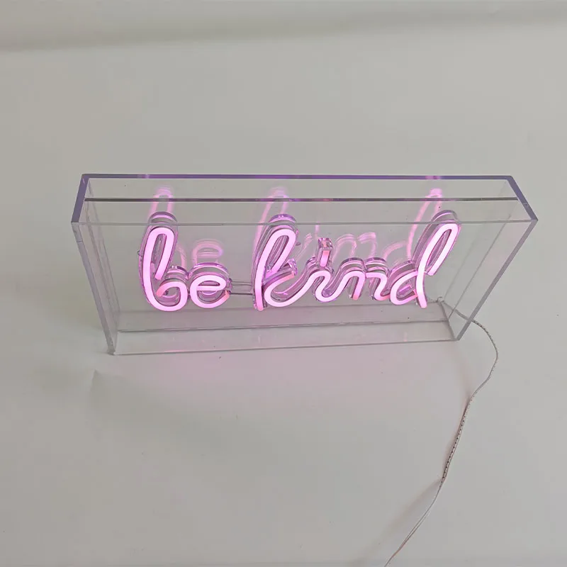 Be Kind Neon Sign Letters Light Box Acrylic Framed Table Decor Led ...