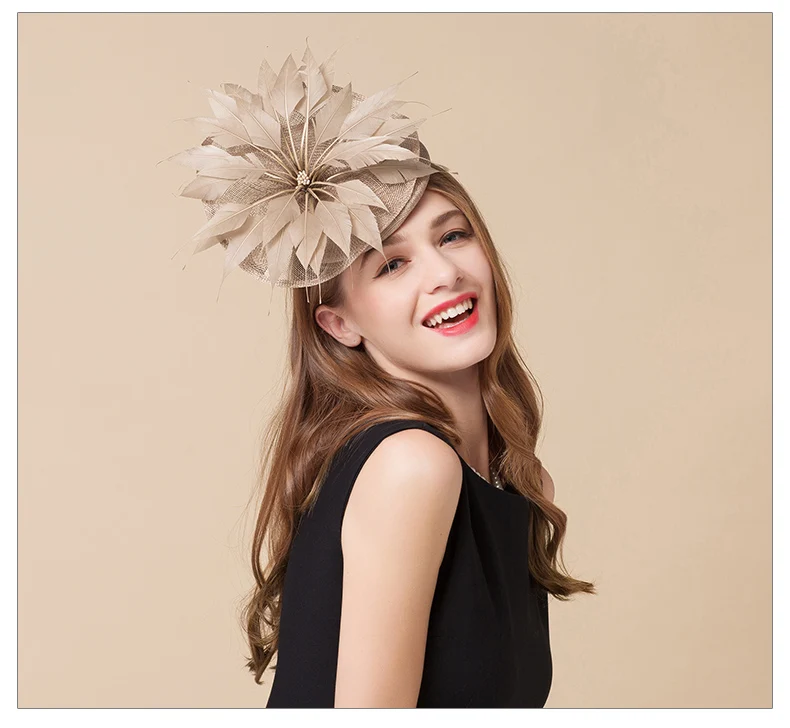 Female Fedoras Sinamay Fascinator Hats Melbourne Cup Lady Feathers ...
