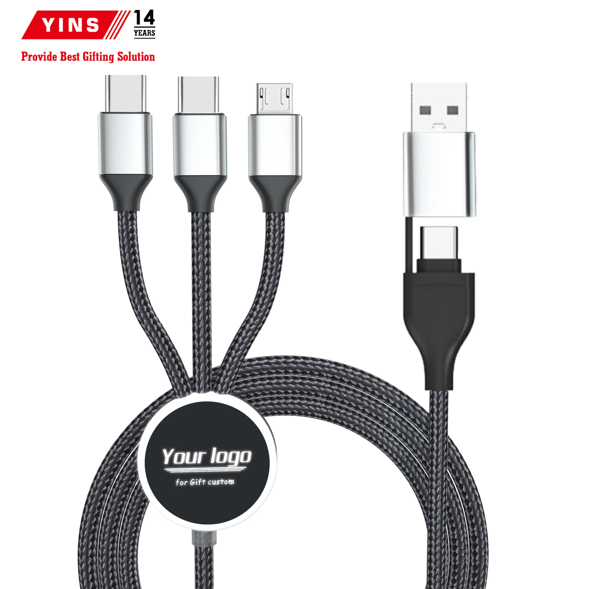 Custom Glow Multi Phone Charger - Fast Charging 5 in 1 Cable