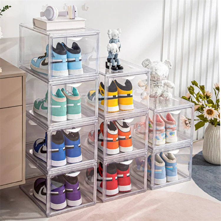 Collapsable Shoe Rack Storage Organizer Transparent Shoe Box Stackable ...