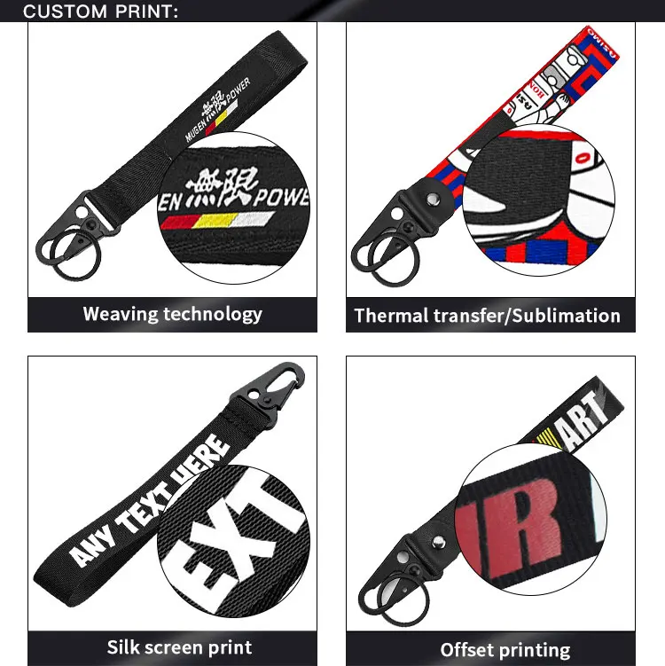 Custom Keychain Lanyard Logo Motorcycle Short Wrist Lanyards Key ...