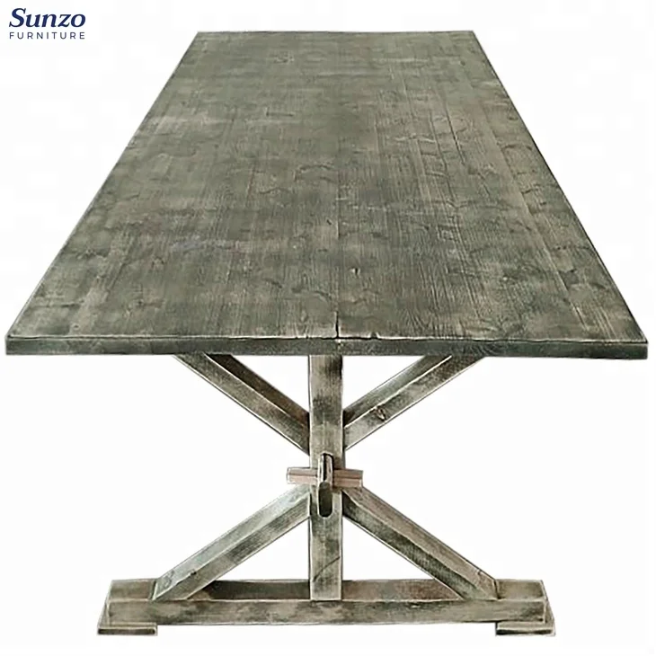 SUNZO Modern Design Wooden Farm Table - Foldable & Durable