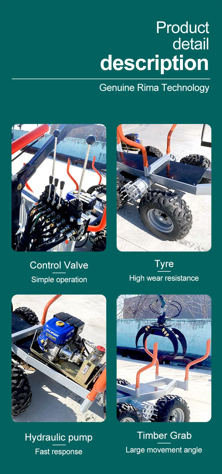 RIMA 4wd Log Trailer - Efficient Forestry Log Collector