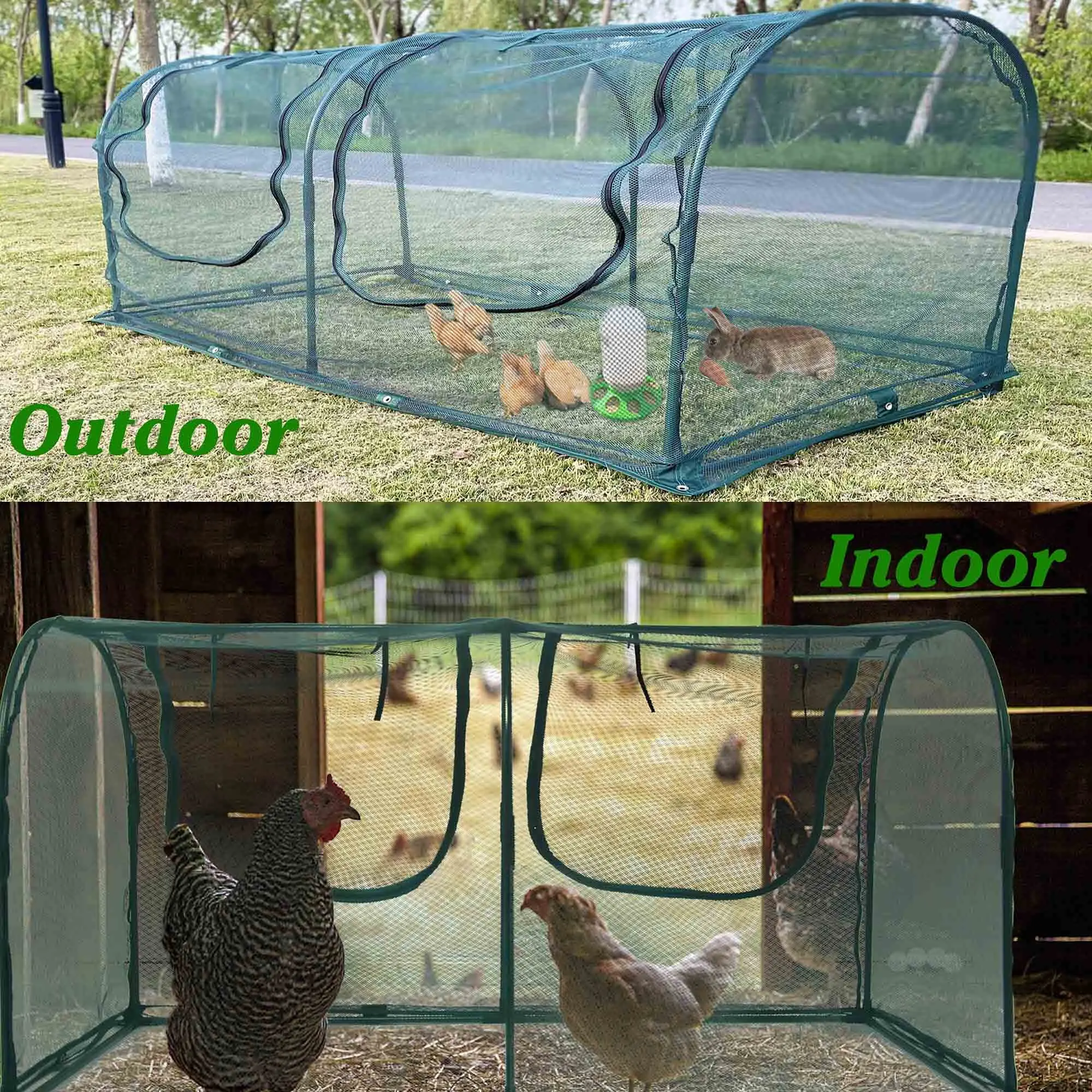 Portable Chicken Run Hen Coop Walk-in Poultry House Easy-up Outdoor ...