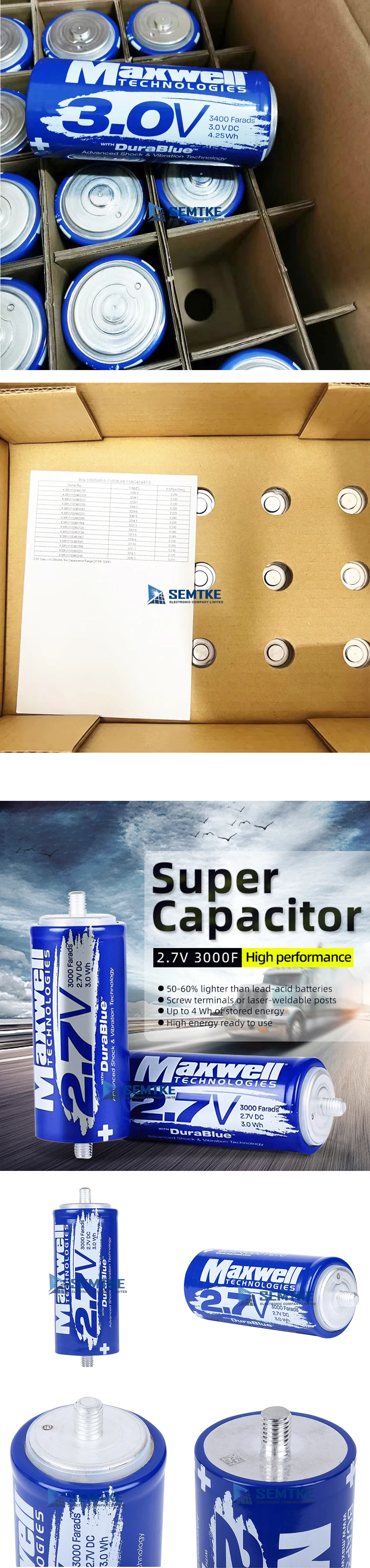 2.7v 3000f Maxwell Super Capacitor Module 3v 12v 16v 2.7v 310f 350f ...