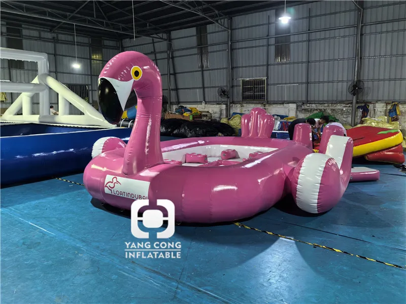 Pool Lake Giant Inflatable Flamingo Island Float for 16