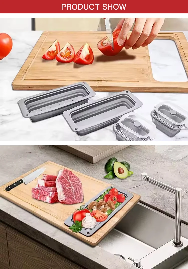 Wooden Over Sink Chopping Board With Container Extra Large Bamboo Over Sink Cutting Board With ...