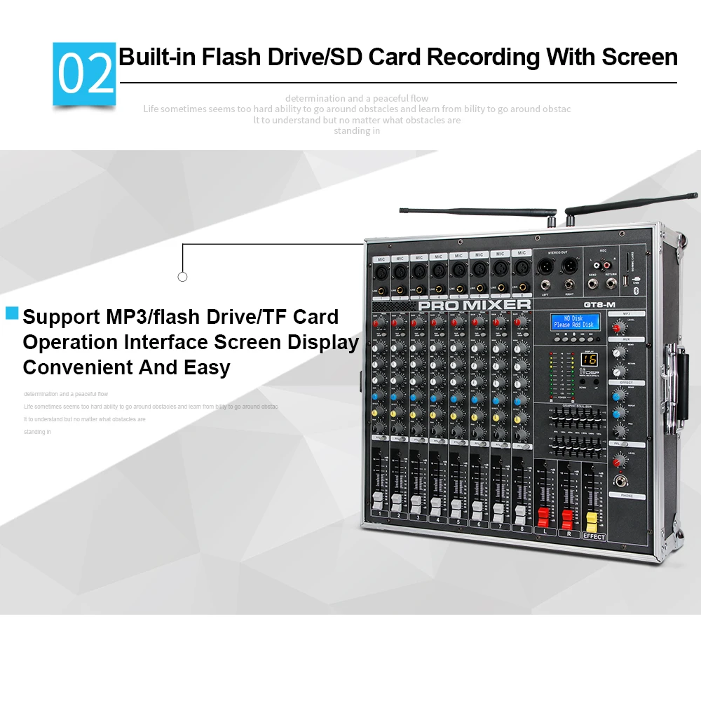 Biner GT8M Professional Audio Mixer - 8 Channels & Built-in Amplifier