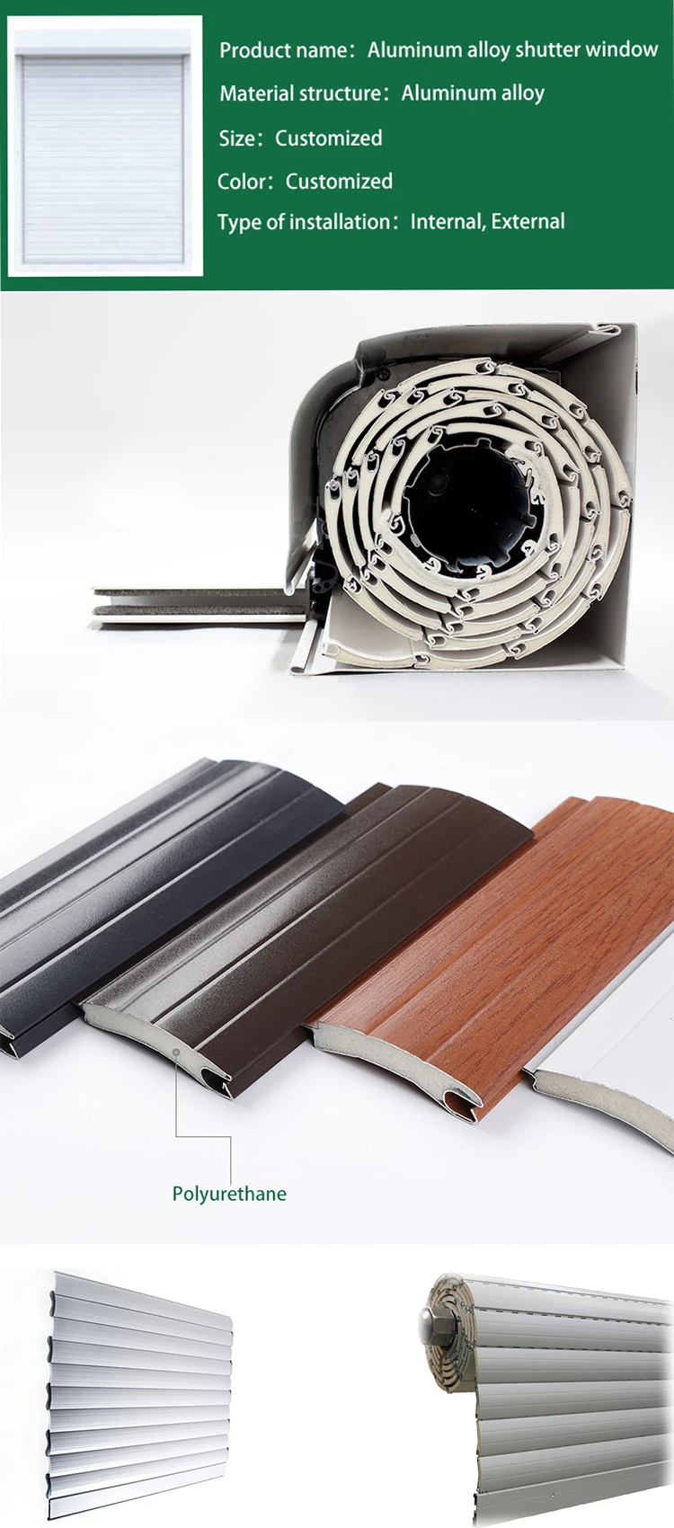 Minetal Foam Insulated Aluminium Slats Rolling Shutter Door Window ...