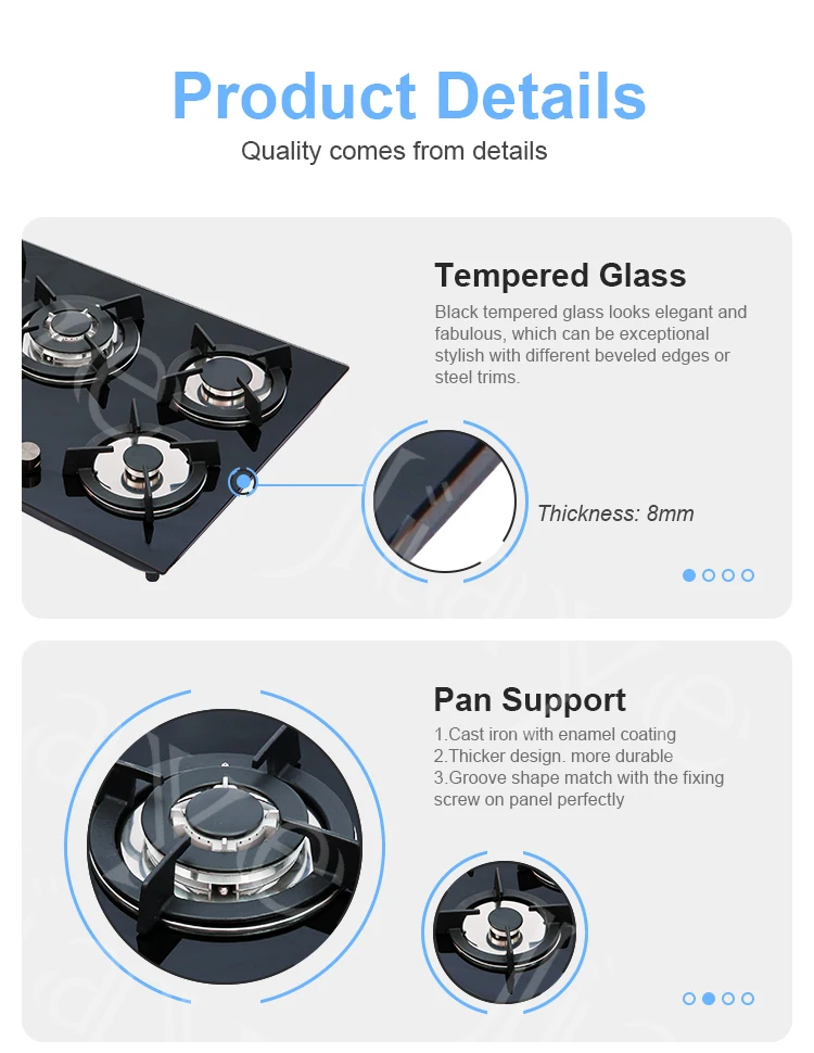 Chinese Supplier Built in Cooktop Tempered Glass 4 Burner Gas Hob for ...